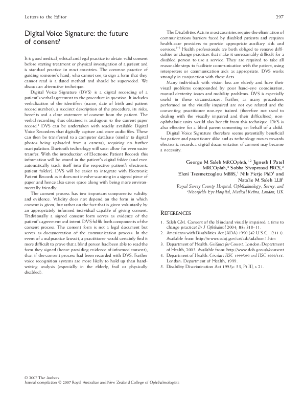 (PDF) Digital Voice Signature: the future of consent?