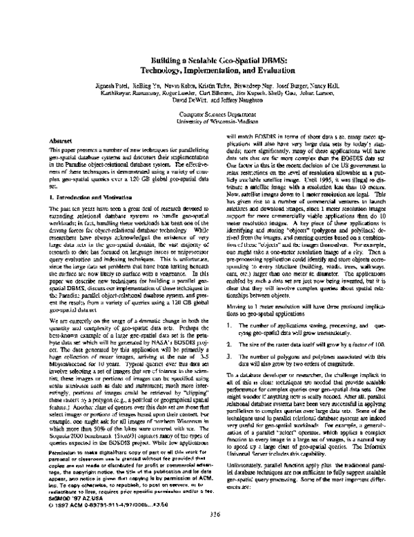 (PDF) Building a scaleable geo-spatial DBMS