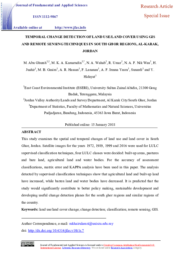 (PDF) Temporal change detection of land use/land cover using GIS and remote sensing techniques ...