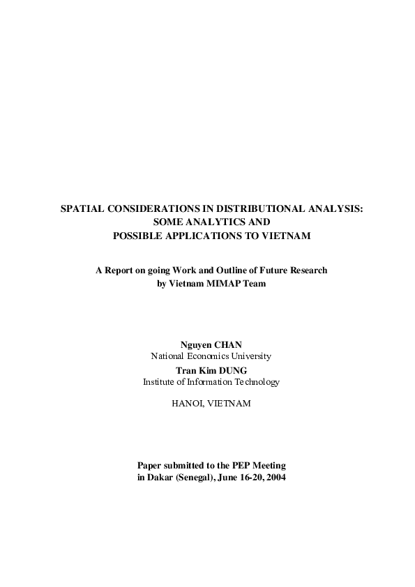 (PDF) Spatial Considerations in Distributional Analysis: Some Analytics ...