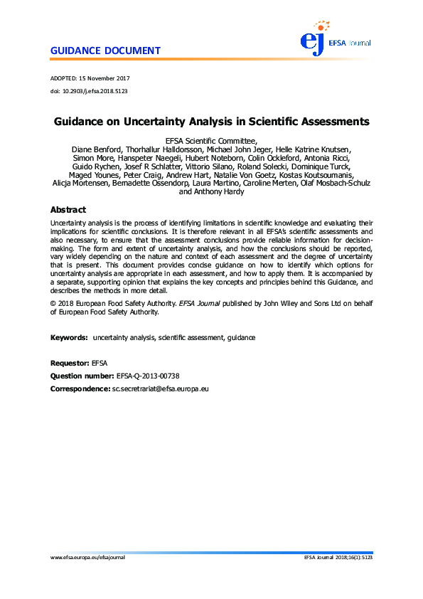 (PDF) Guidance on Uncertainty Analysis in Scientific Assessments