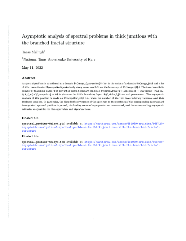 (PDF) Asymptotic analysis of spectral problems in thick junctions with the branched fractal ...