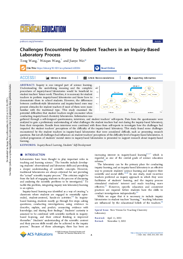 (PDF) Challenges Encountered by Student Teachers in an Inquiry-Based ...