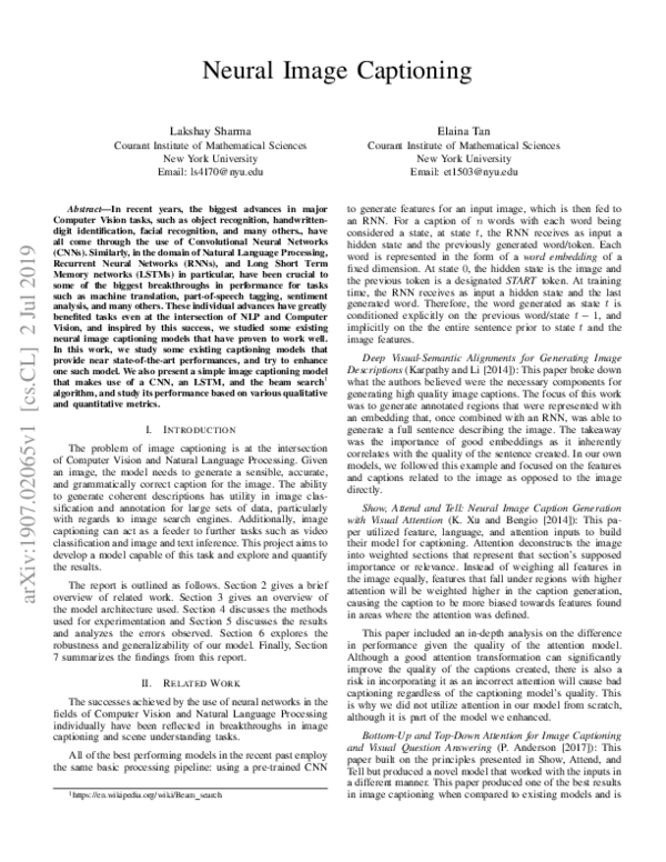 (PDF) Neural Image Captioning