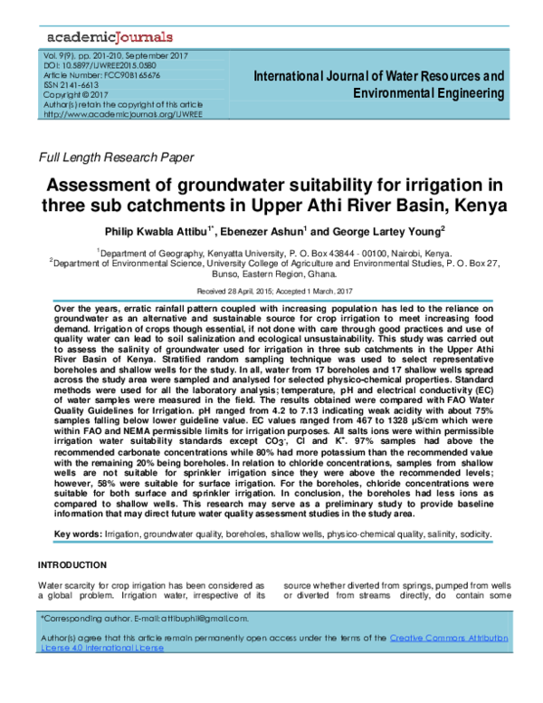 (PDF) Assessment of groundwater suitability for irrigation in Madinah ...