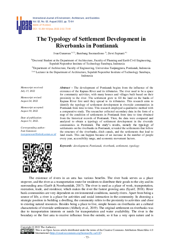 (PDF) Typology of Settlement Development in Riverbanks in Pontianak