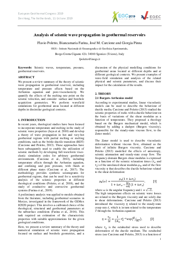 (PDF) Analysis of seismic wave propagation in geothermal reservoirs