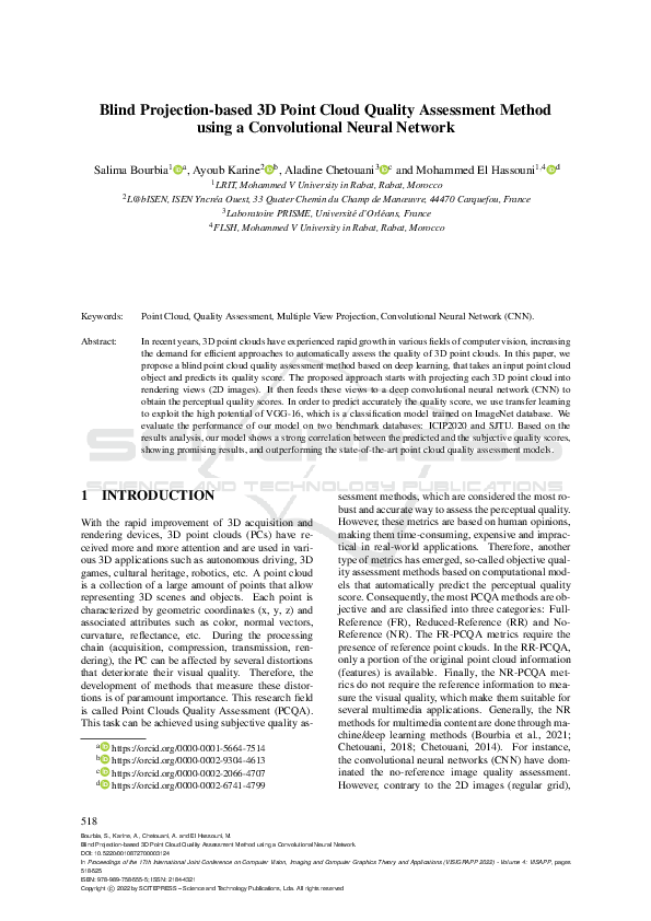 (PDF) Blind Projection-based 3D Point Cloud Quality Assessment Method using a Convolutional ...