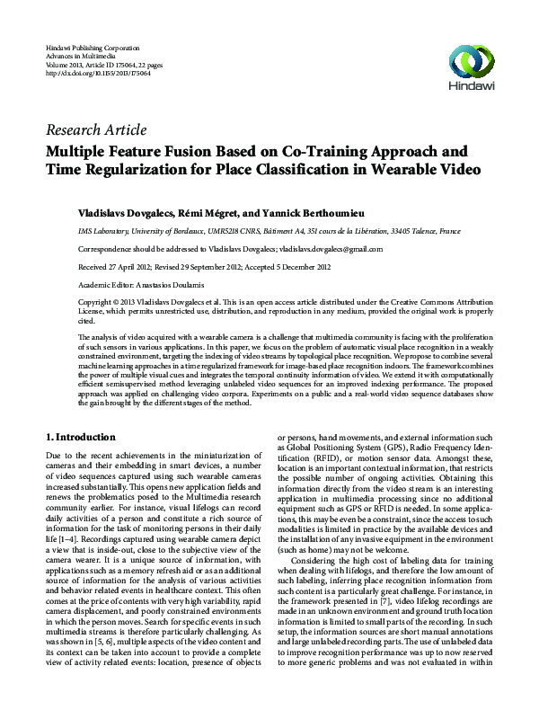 (PDF) Multiple Feature Fusion Based on Co-Training Approach and Time ...