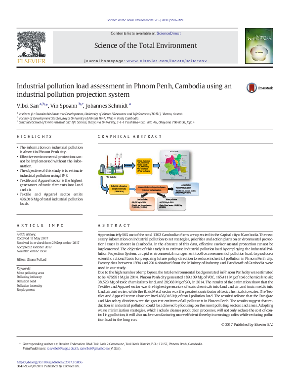(PDF) Industrial pollution load assessment in Phnom Penh, Cambodia ...