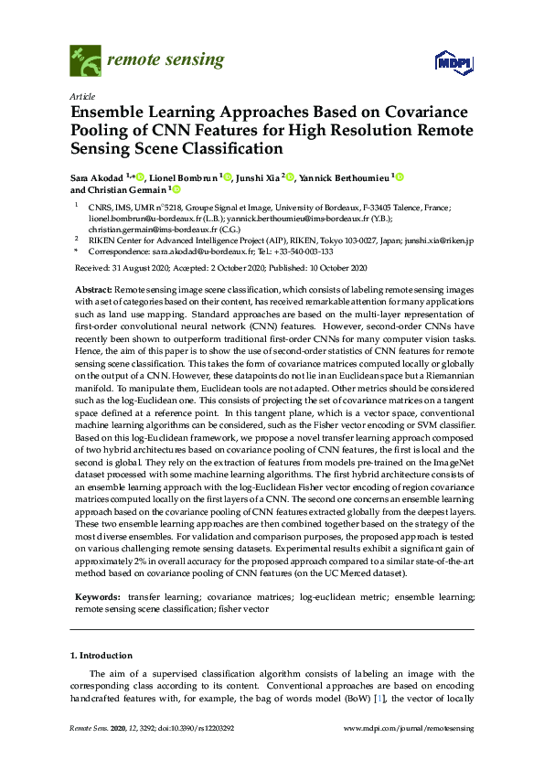 (PDF) Ensemble Learning Approaches Based on Covariance Pooling of CNN Features for High ...