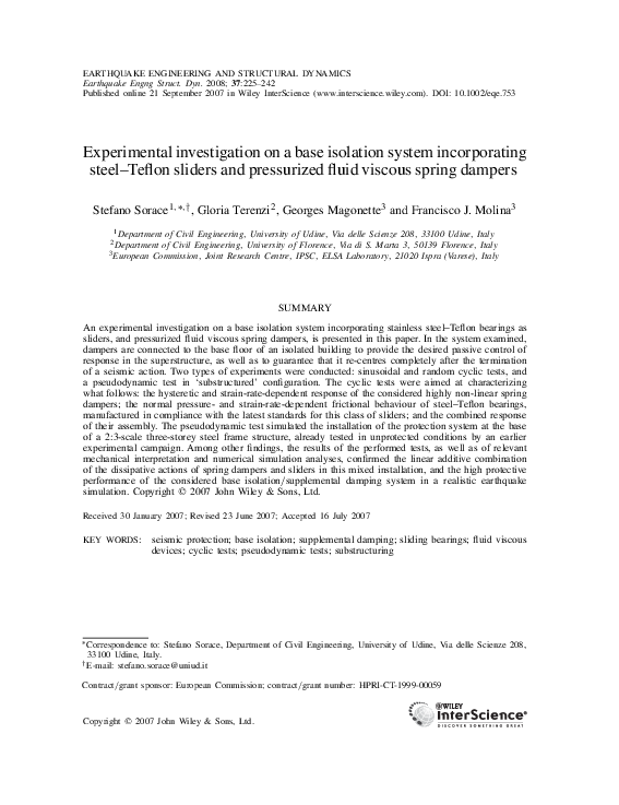 (PDF) Experimental investigation on a base isolation system ...