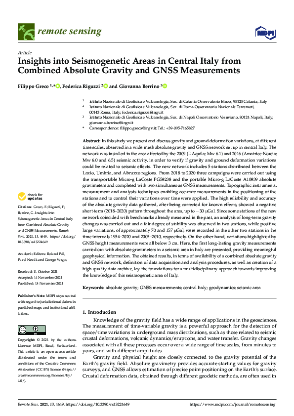 (PDF) Insights into Seismogenetic Areas in Central Italy from Combined ...