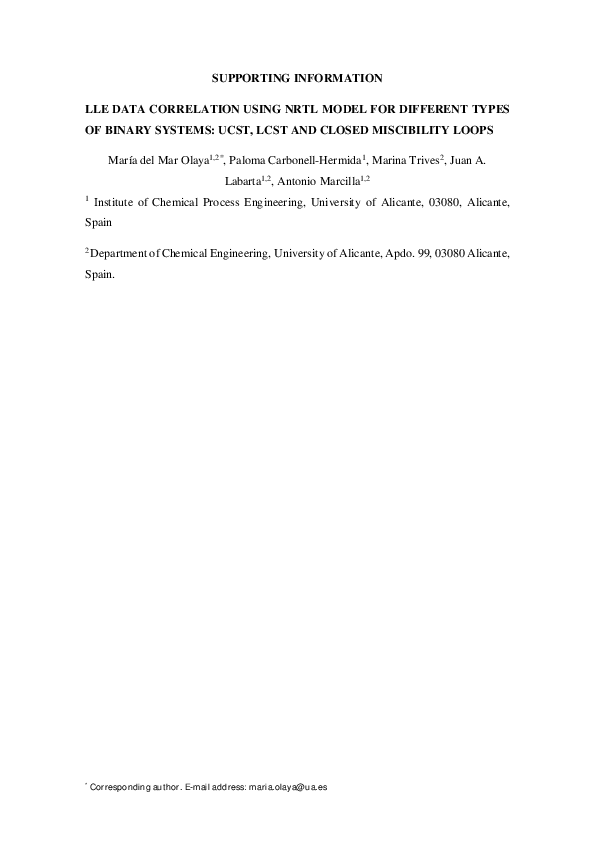 Pdf Liquidliquid Equilibrium Data Correlation Using Nrtl Model For Different Types Of Binary