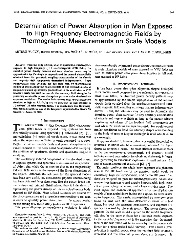 Determination of Power Absorption in Man Exposed to High Frequency Electromagnetic Fields by ...