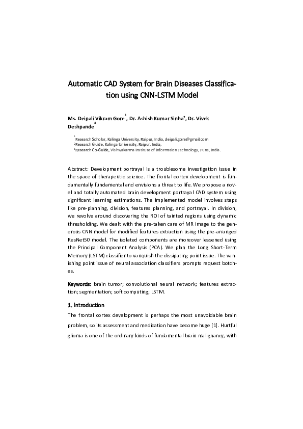 (PDF) Automatic CAD System for Brain Diseases Classification Using CNN-LSTM Model