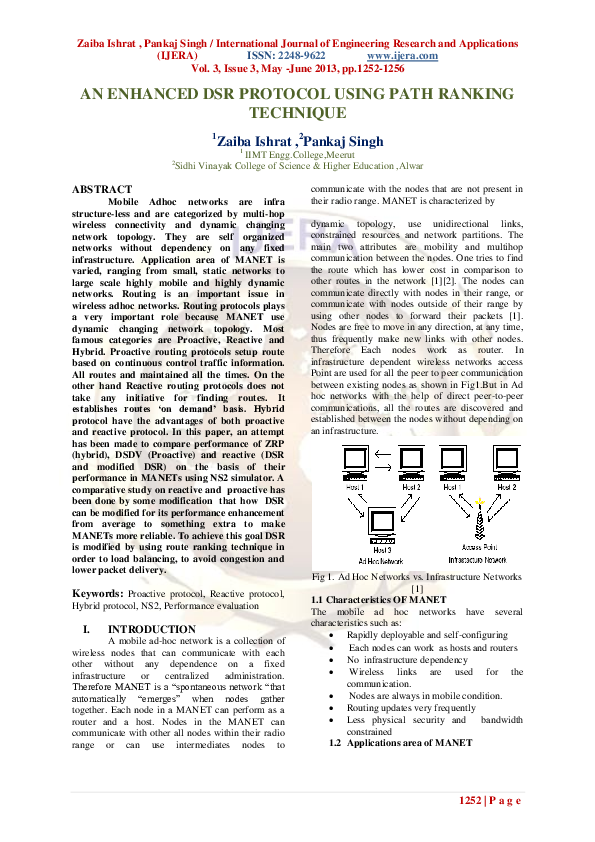 Pdf An Enhanced Dsr Protocol Using Path Ranking Technique