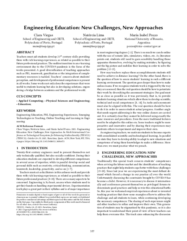 (PDF) Engineering Education: New Challenges, New Approaches