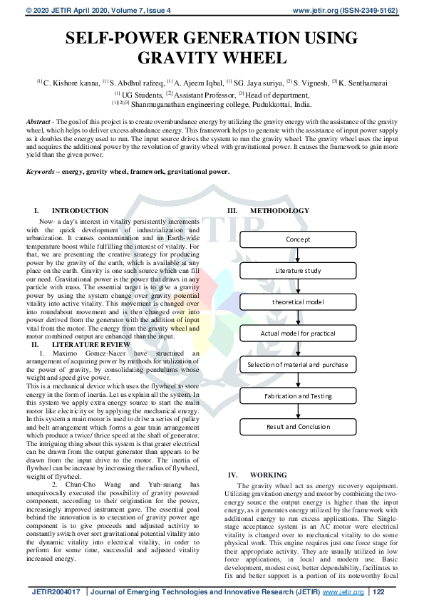 (PDF) Self-Power Generation Using Gravity Wheel