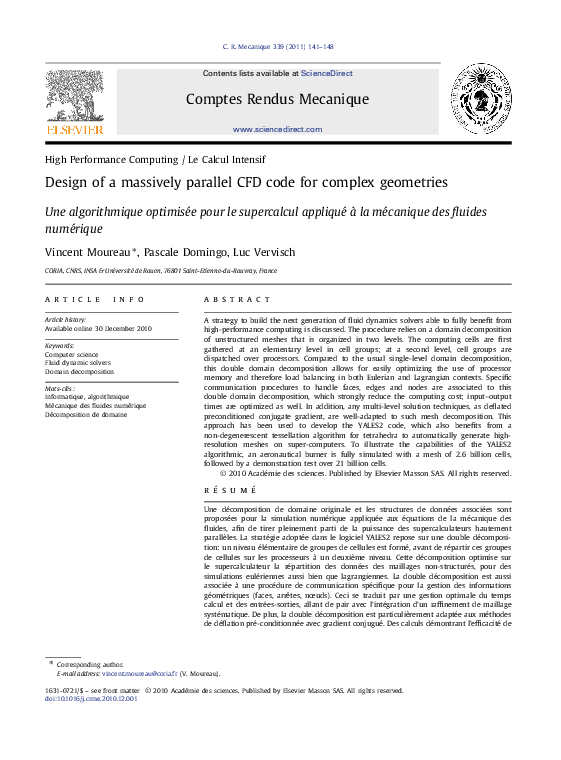 (PDF) Design of a massively parallel CFD code for complex geometries