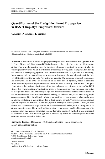 (PDF) Quantification of the Pre-ignition Front Propagation in DNS of ...
