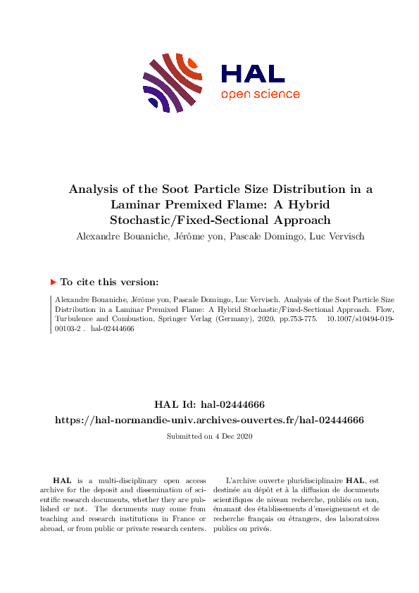 Pdf Soot Particle Size In Laminar Flames A Hybrid Approach