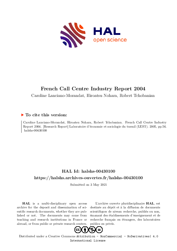 (PDF) French Call Centre Industry Report 2004