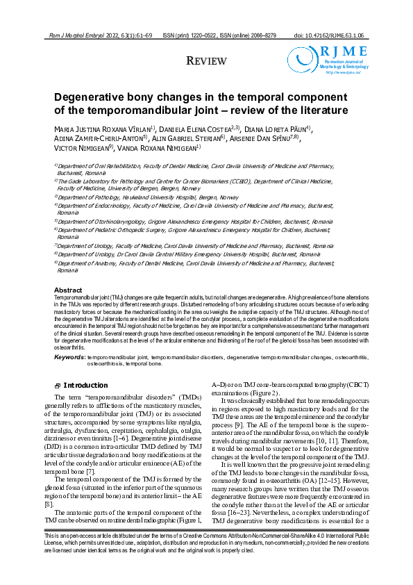 (PDF) Degenerative bony changes in the temporal component of the ...