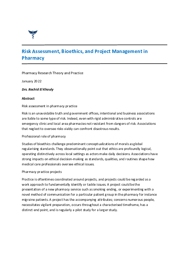 (PDF) Abstract - Risk Assessment, Bioethics, and Project Management in ...