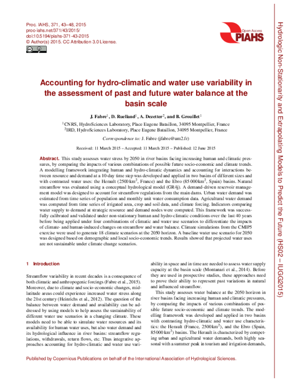 (PDF) Accounting for hydro-climatic and water use variability in the ...
