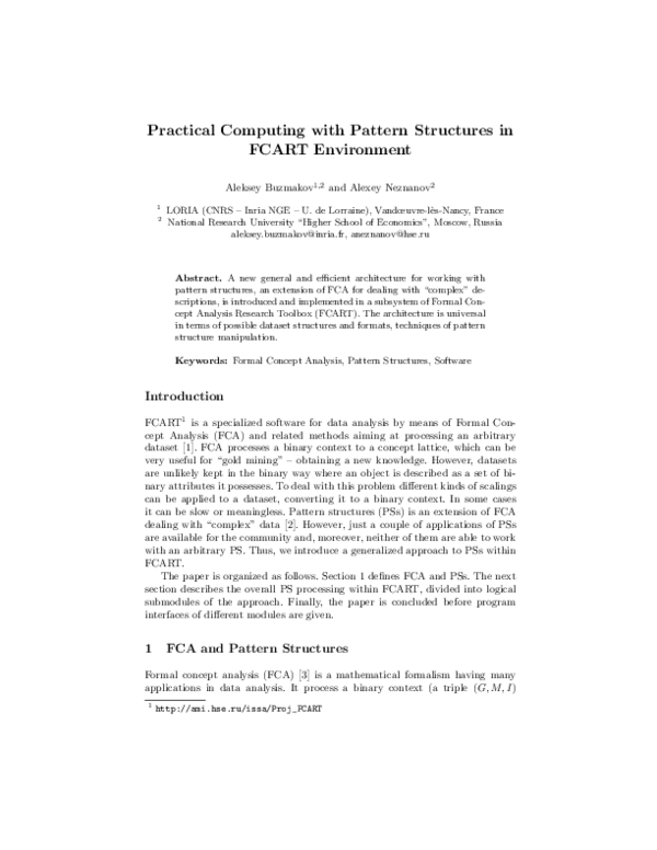 (PDF) Practical Computing with Pattern Structures in FCART Environment
