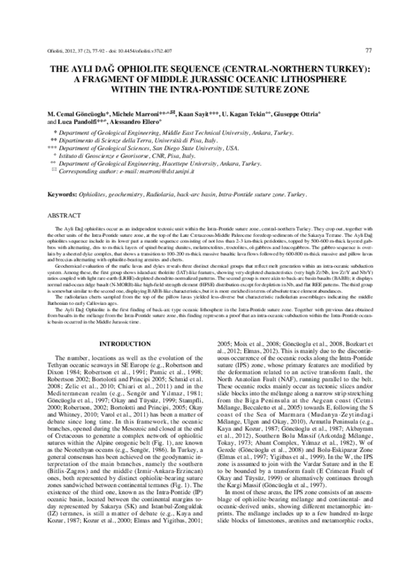 (PDF) The Aylı Dag ophiolite sequence (central-northern Turkey): A ...