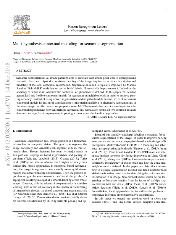 (PDF) Multi-hypothesis contextual modeling for semantic segmentation