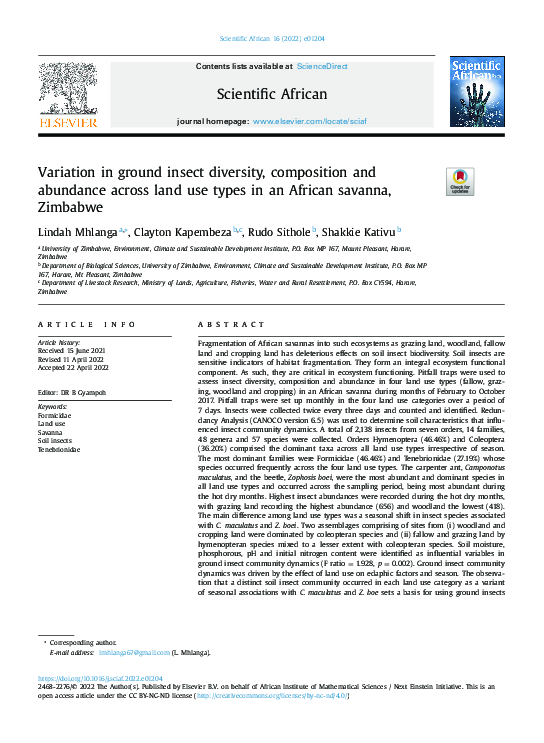 (PDF) Variation in ground insect diversity, composition and abundance ...