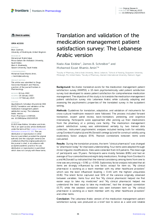 (PDF) Translation and validation of the medication management patient ...