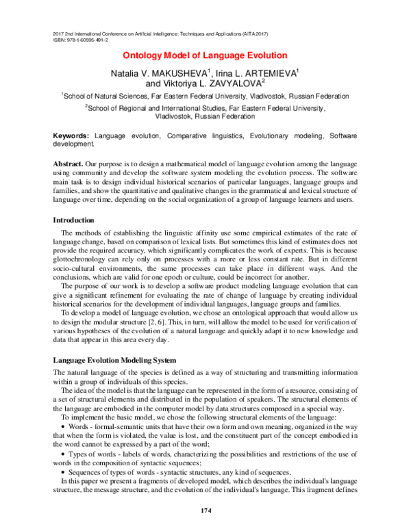 (PDF) Ontology Model of Language Evolution