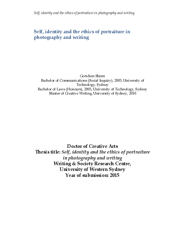 (PDF) Self, identity and the ethics of portraiture in photography and ...