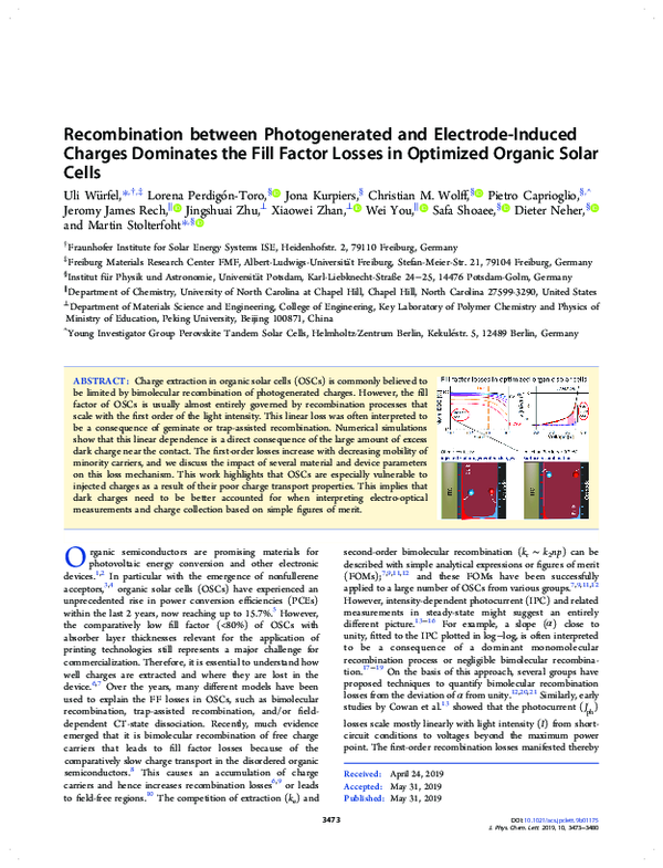 (PDF) Recombination between Photogenerated and Electrode-Induced ...