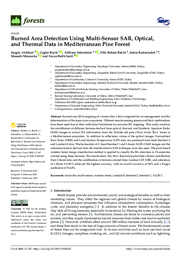 (PDF) Burned Area Detection Using Multi-Sensor SAR, Optical, and ...