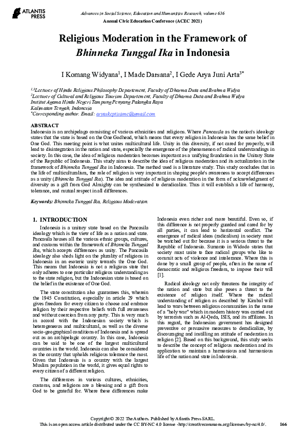 (PDF) Religious Moderation in the Framework of Bhinneka Tunggal Ika in ...