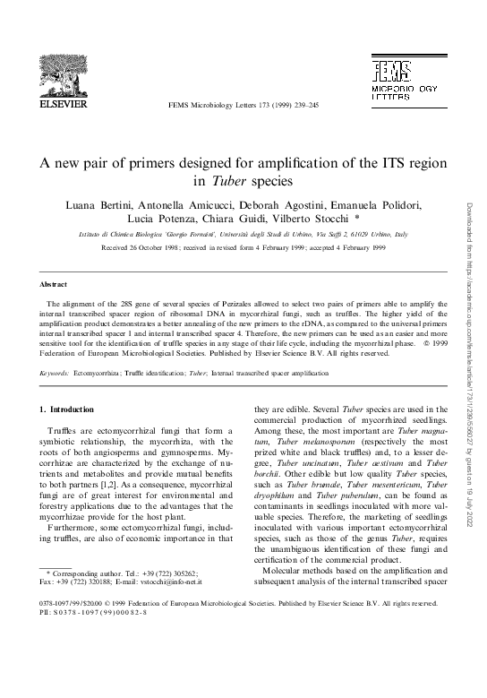 (PDF) A new pair of primers designed for amplification of the ITS ...