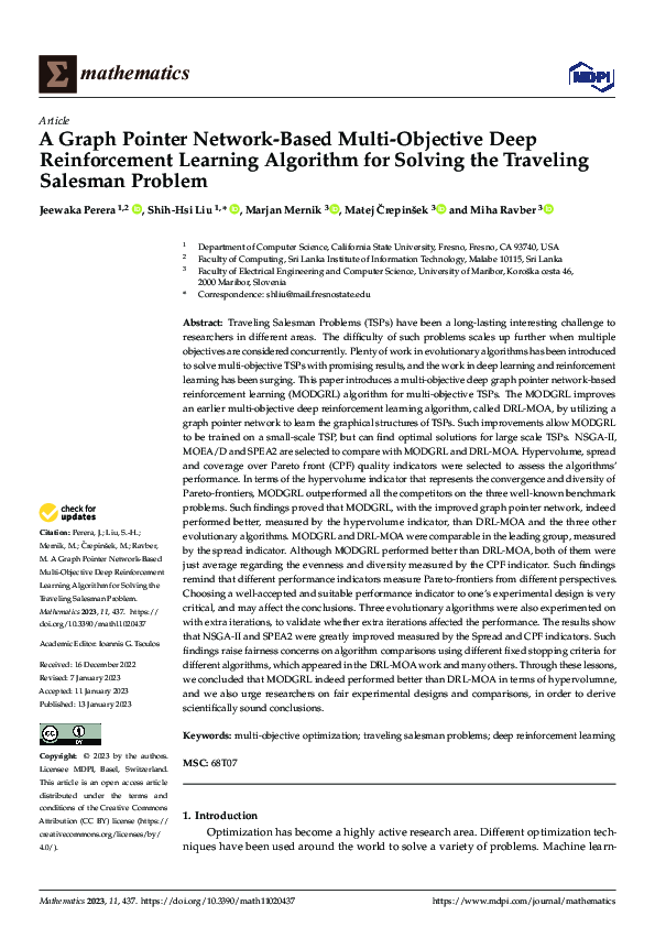 Pdf A Graph Pointer Network Based Multi Objective Deep Reinforcement