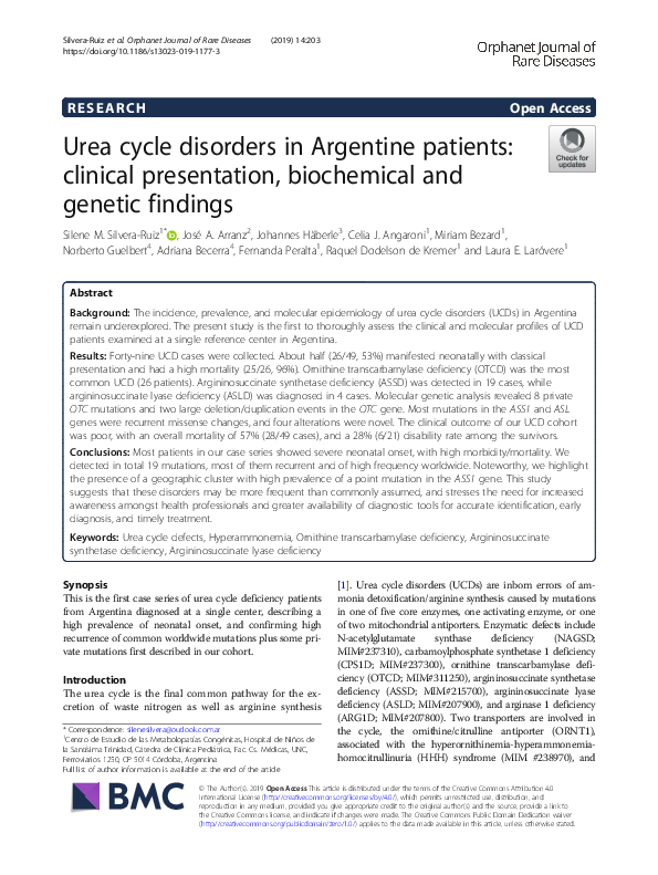 (PDF) Urea cycle disorders in Argentine patients: clinical presentation ...