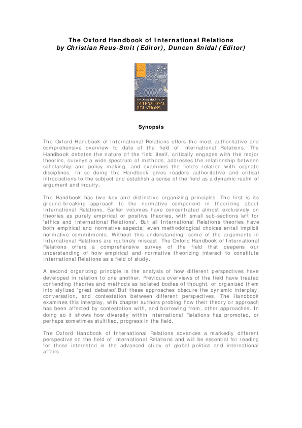 (PDF) The Oxford Handbook of International Relations