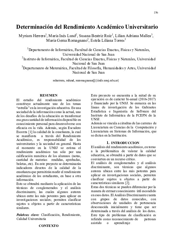 (PDF) Determinación del rendimiento académico universitario