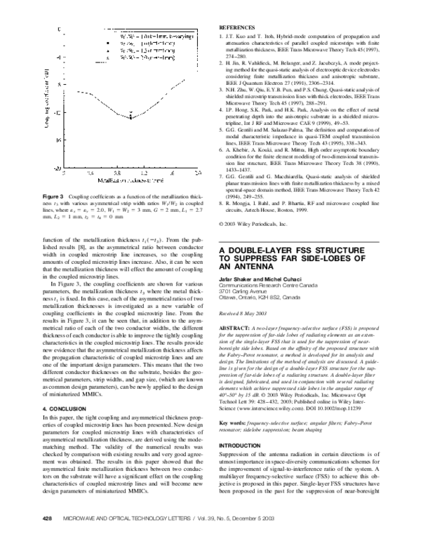 (PDF) A double-layer FSS structure to suppress far side-lobes of an antenna