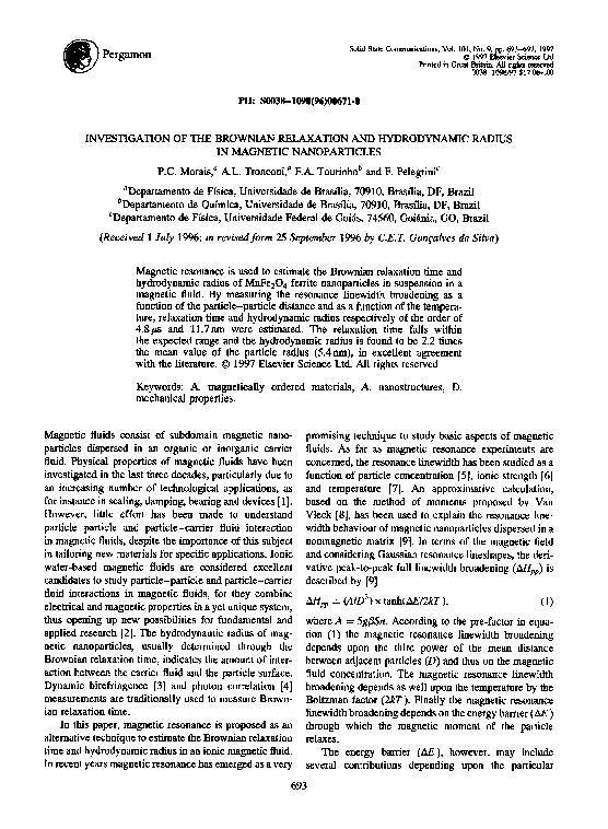 (PDF) Investigation of the Brownian relaxation and hydrodynamic radius in magnetic nanoparticles