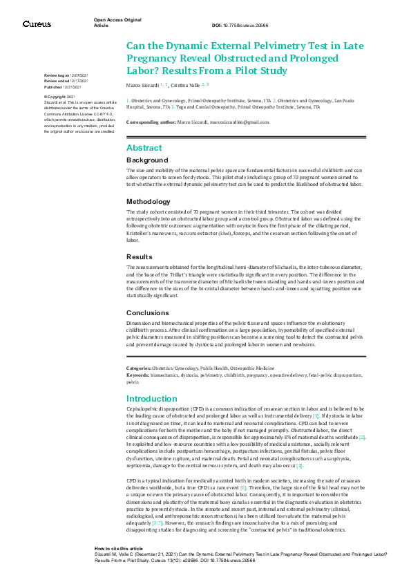 (PDF) Can the Dynamic External Pelvimetry Test in Late Pregnancy Reveal ...