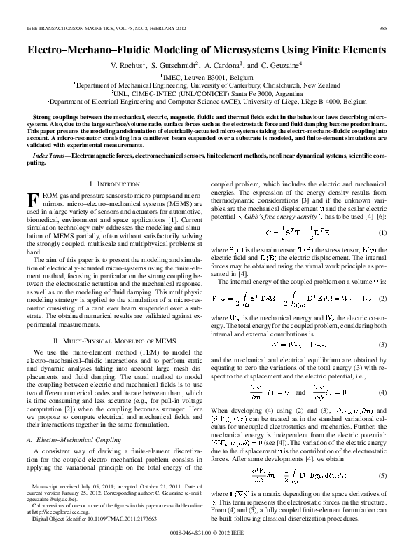 (PDF) Electro–Mechano–Fluidic Modeling of Microsystems Using Finite ...