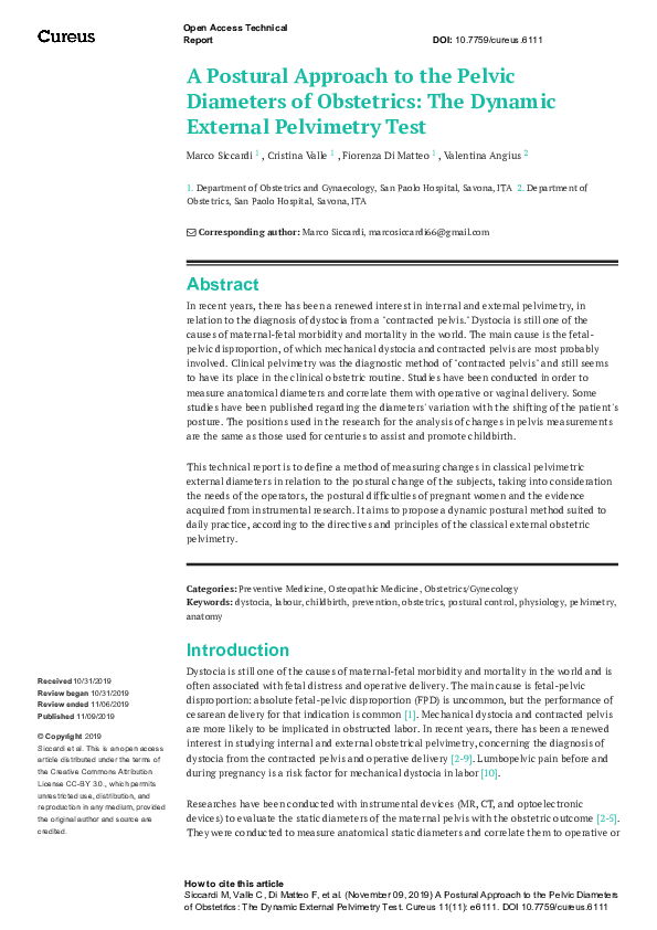 (PDF) A Postural Approach to the Pelvic Diameters of Obstetrics: The ...
